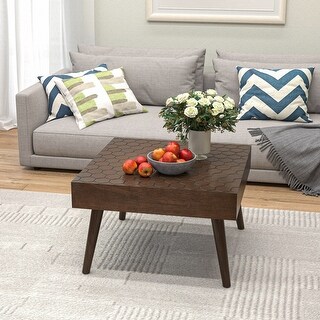 COSIEST Rustic Solid Wood Square Coffee Table for Living Room - 24"W x 24"L x 15.3"H - On Sale ...