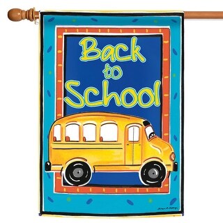 Blue and Yellow School Bus Outdoor House Flag 28" x 40" - Bed Bath ...