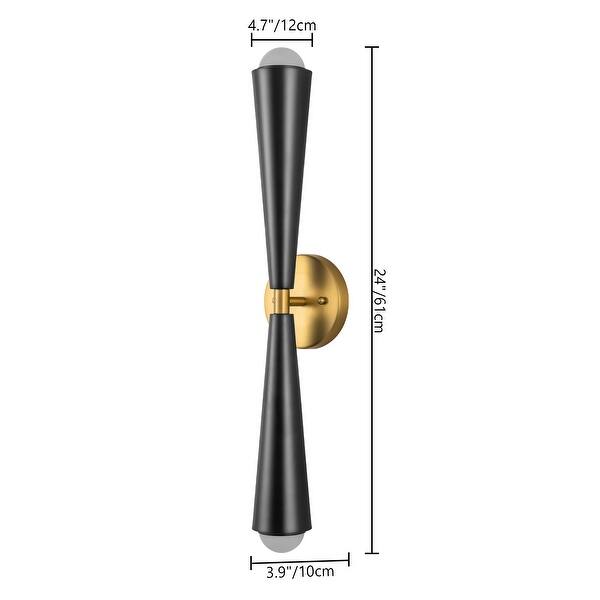 24 in. 2-Light Modern Industrial Linear Cone Hourglass Bathroom Vanity ...