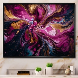 Designart "The Essence Of Fluidity Ii" Abstract Liquid Ink Framed Wall ...