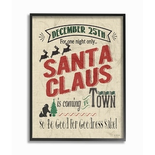 Stupell Santa For One Night Only Typography Framed Giclee Texture Art ...