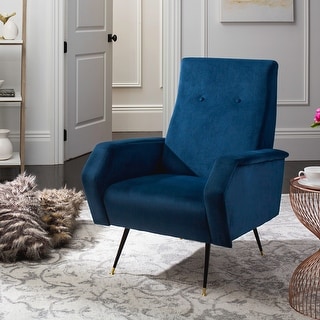 SAFAVIEH Mid-Century Modern Retro Aida Velvet Navy Club Chair - 28" W x ...