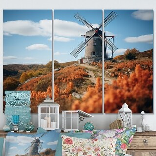 Designart "Germany Dutch Windmill IV" Germany Canvas Wall Art Set - Bed ...