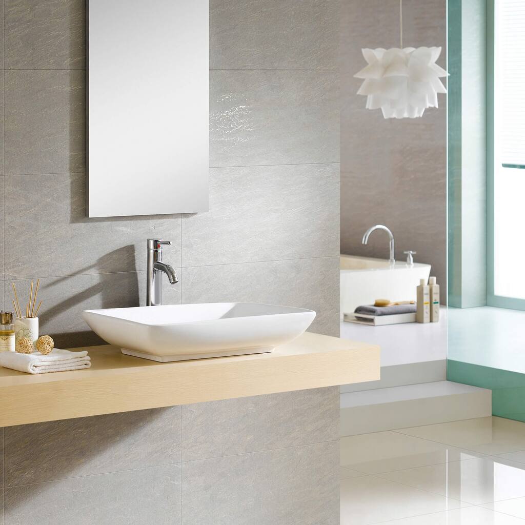 Fine Fixtures Vitreous-China White Vessel Sink (Space-Saving Design ...