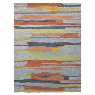 Striped Modern Gabbeh Area Rug Hand-Tufted Wool Carpet - Bed Bath ...