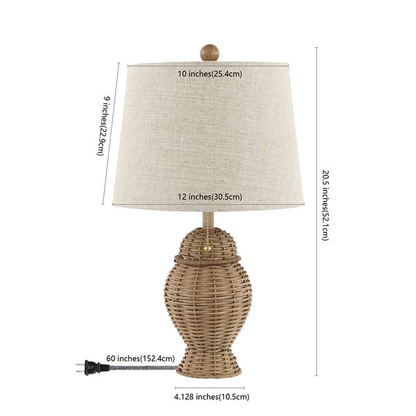JONATHAN Y Hunter Wicker 20.5" Bohemian Rustic Iron LED Table Lamp ...