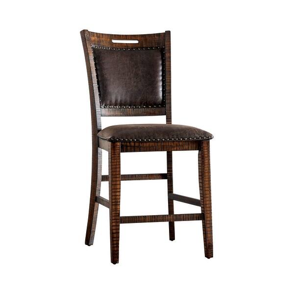 Laroche Rustic Walnut Faux Leather Padded Counter Height Chairs (Set of ...