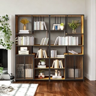 2 Pcs Multipurpose Bookshelf Storage Rack With Enclosed Storage Cabinet ...