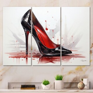 Designart "Red High Heels Sophistication I" Fashion Canvas Wall Art Set ...
