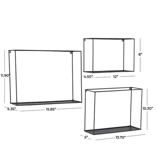 CosmoLiving by Cosmopolitan Black Metal 3 Shelves Wall Shelf (Set of 3 ...