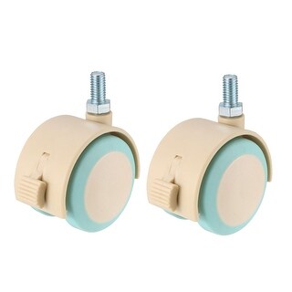 2Inch Swivel Caster Wheels Rubber M8 Threaded Stem Caster w Brake 2Pcs ...