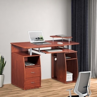 Topcraft Computer Workstation Desk With Storage, Mahogany - Bed Bath ...