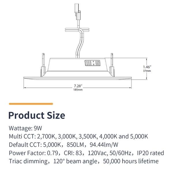 LED 5/6" Recessed Light, Dimmable, E26 Base, 5 Color Temperature ...