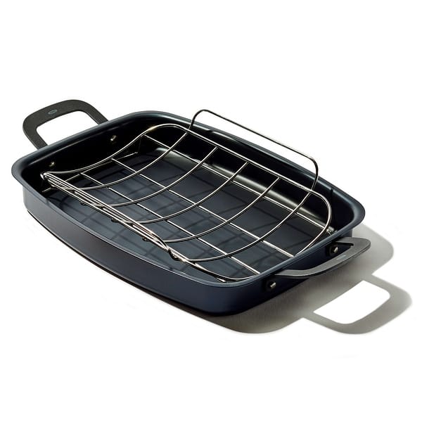 OXO Black Steel Open Roaster with U rack 15"x10.5"x2.25" - Bed Bath ...