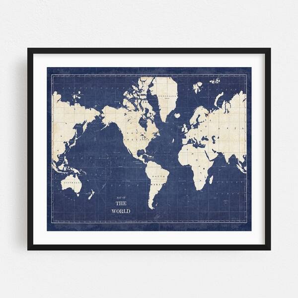 Blueprint World Map v2 Maps Transportation Vintage Art Print/Poster ...