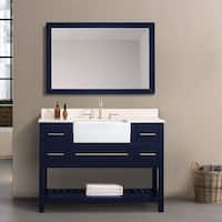 48-inch Freestanding Blue Bathroom Vanity with Marble Top - Bed Bath ...
