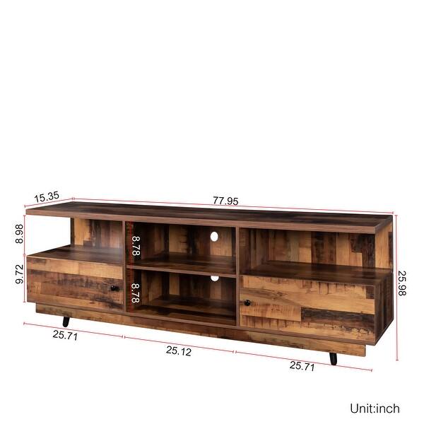 77" TV Stand Media Cabinets Wood Media Entertainment Center, Console ...