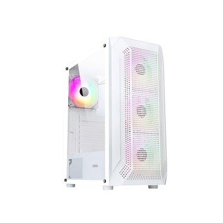SAMA SAMA-Z4 White Steel / Tempered Glass ATX Mid Tower Computer Case w ...