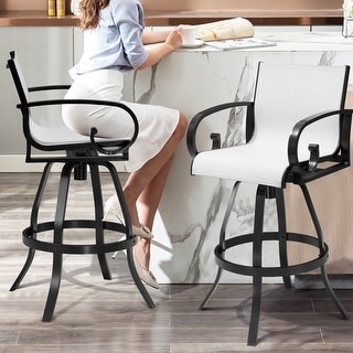 Pellebant Outdoor Aluminum Patio Swivel Bar Stools Sunbrella Textilene ...