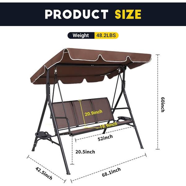 Patio Swing Chair Canopy Swing Porch Swing Outdoor 3 Person Canopy