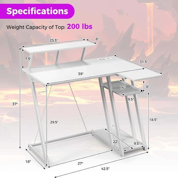 L Shaped Gaming Desk Small Gaming Computer Desk with Power Outlets ...