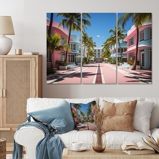 Designart "USA Miami Resort Vibes" Cityscapes Wall Decor Set - Bed Bath ...