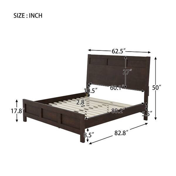 Classic rich brown king size bed without spring box - Bed Bath & Beyond ...