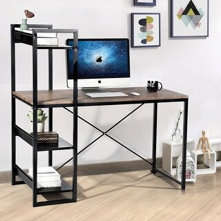 Homylin Industrial Writing Computer Desk with Shelves - Bed Bath ...