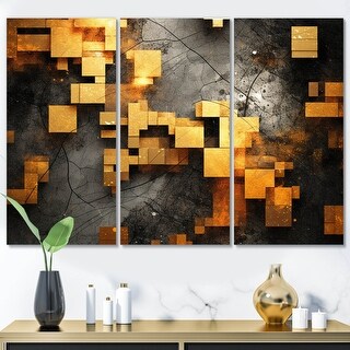 Designart "Gold and Black Cubist Visions V" Cubism Canvas Wall Art Set ...