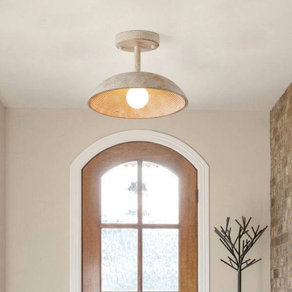 Distressed White 1-Light Hallway Semi Flush Mount Fixture - On Sale ...