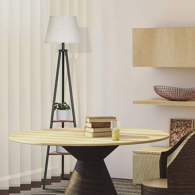 Tripod Floor Lamp with Shelves 65 inch Modern Standing Storage Lamps ...