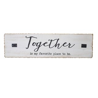 34" White and Black Rectangular Distressed "Together" Wall Sign - Bed ...