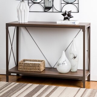 Glitzhome 43"L Modern Industrial Metal/Wooden Console Table - Bed Bath ...