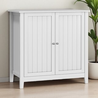 Double Door MDF Storage Cabinet with Silver Knobs, Mid-Century Modern ...