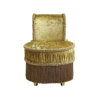 Upholstered Vanity Stool with Button Tufted Back in Gold - Bed Bath ...