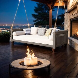 Patio Minimalist Twin Garden Swing Bed with Ropes for Backyard, Grey ...