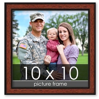 10x10 Traditional Walnut Complete Wood Square Picture Frame with UV ...