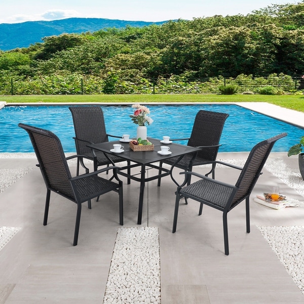 Outsunny 5 Piece Patio Dining Set, Outdoor Table and Chairs with ...