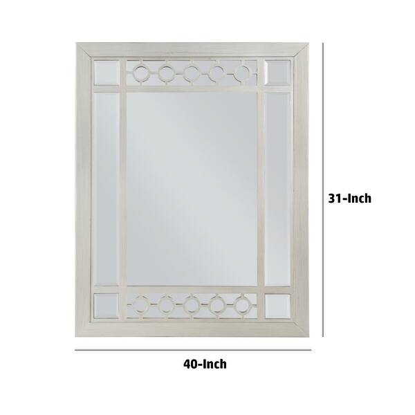Nic 40 Inch Accent Mirror, Beveled Wood Frame Portrait, Silver - Bed ...