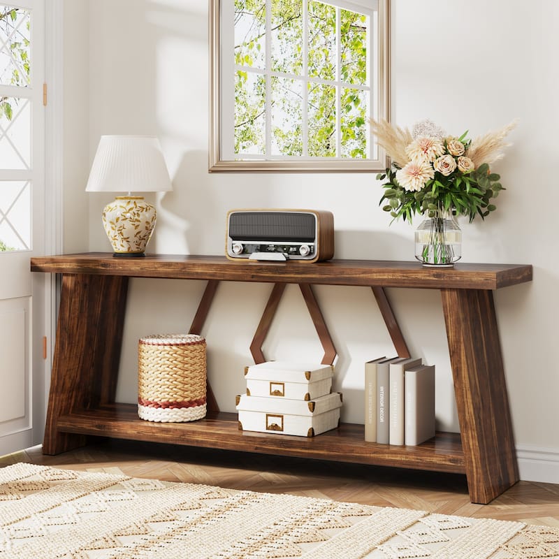 70.9-Inch Console Table, 2-Tier Sofa Table, Long Entryway Table for ...