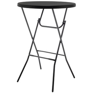 BTEXPERT Black 2.63 Foot Round Plastic Bar Height Folding table For ...