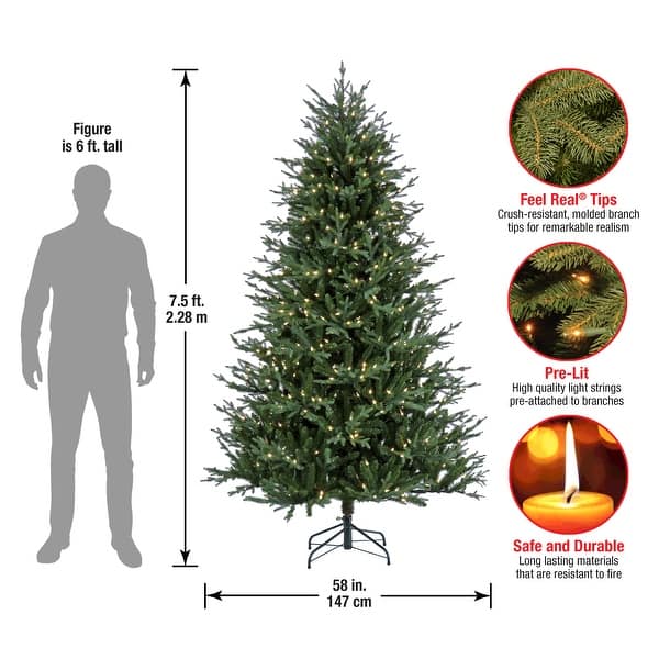 National Tree Company 7.5 ft. Pre-Lit Wenatchee Fir Tree with LED ...