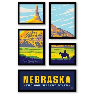 Americanflat Nebraska State Pride 5 Piece Grid Wall Art Room Decor Set ...