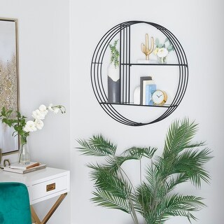 CosmoLiving by Cosmopolitan Black Metal Modern Wall Shelf - 32"L x 6"W ...