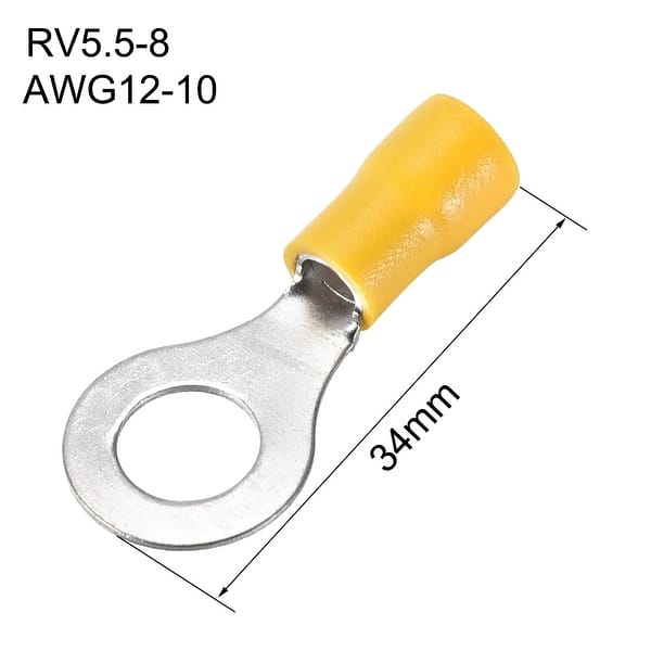 RV5.5-8 Electrical Crimp Terminal Ring-Spade Wire Connector for AWG12-10 100Pcs - Black - Bed ...