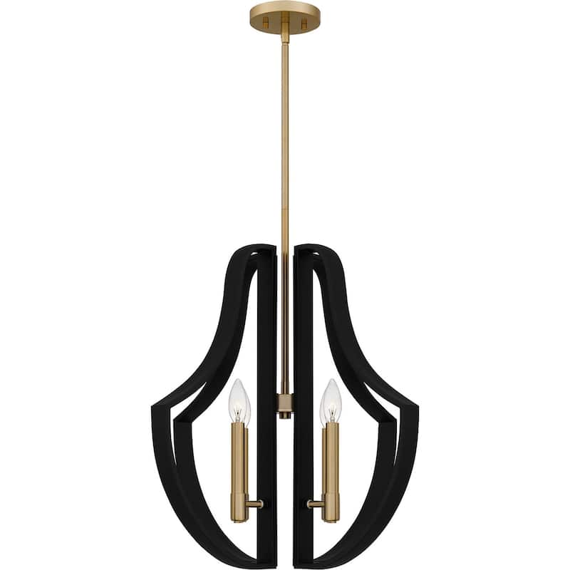 Matte Black Four Light Pendant from the Quoizel Pendant Collection ...