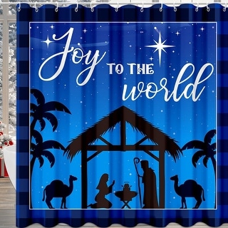 Nativity Scene Christmas Shower Curtain, 72"x72", Waterproof Fabric ...