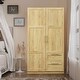 Clihome 40in. Wooden High Wardrobe with 2 Drawers and 5 Storage Spaces ...