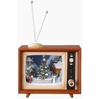 9" LED Lighted Musical Christmas Scene with Sledge TV Box Figurine ...