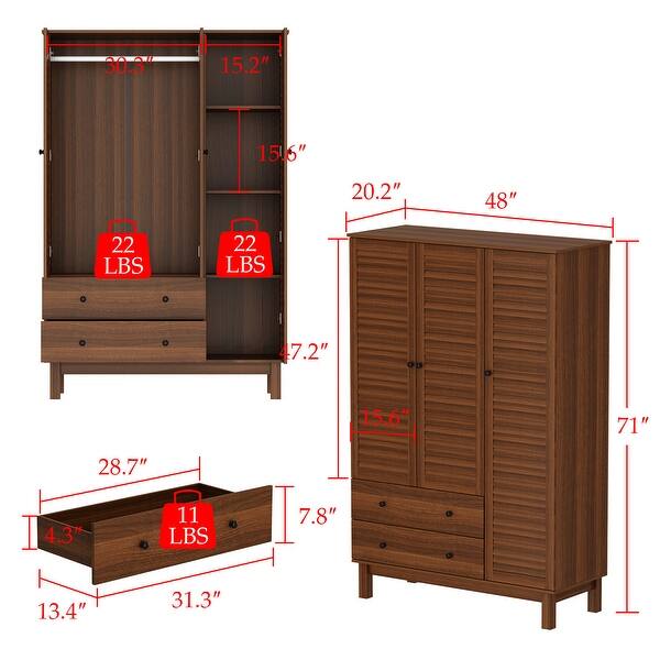 Wardrobe/Armoire/Closet by Timechee 48" W x 71" H x 20.2" D Storage ...